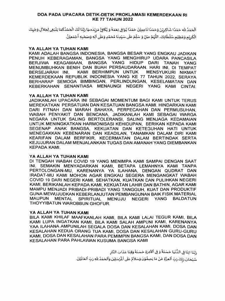 Teks Doa HUT RI | PDF