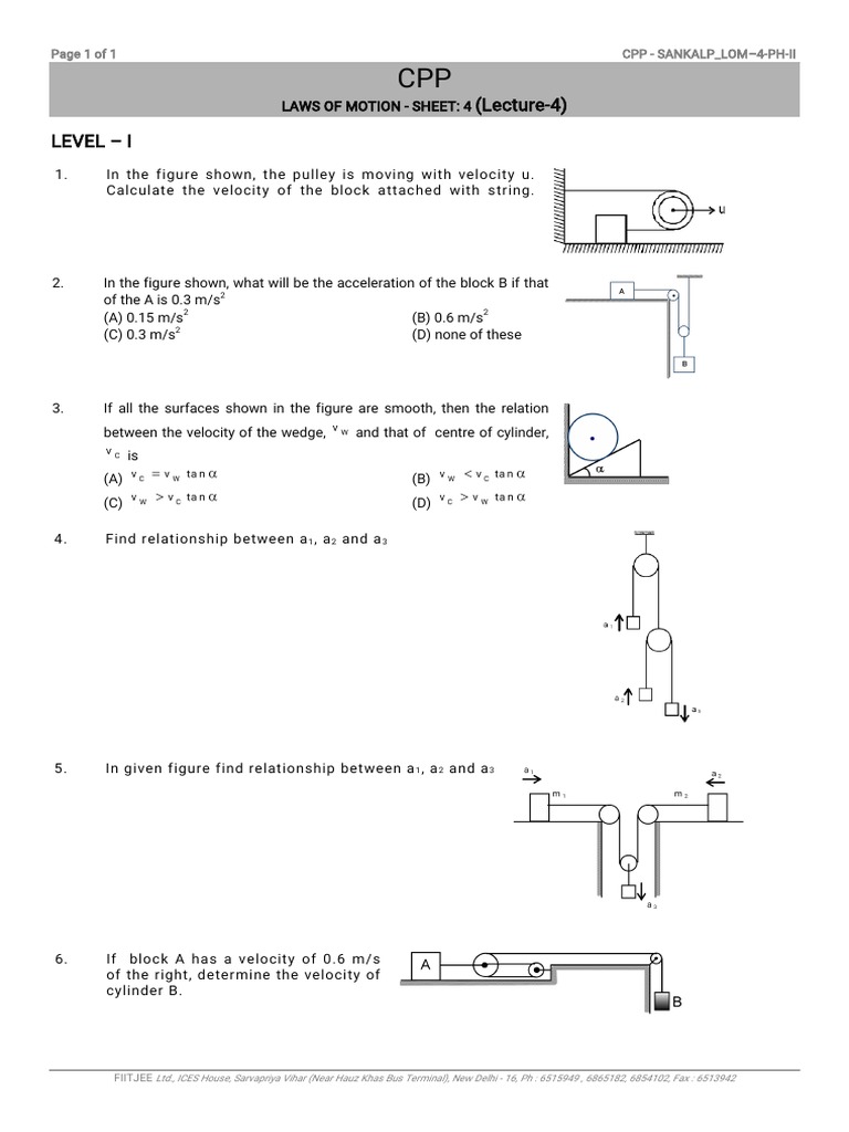 (Lect Ur E-4) Level-I: Page1of1 Cpp-Sankalp - Lom-4 - PH - I I | PDF