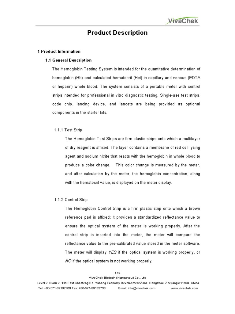 Product Description | PDF | Verification And Validation | Medical Device