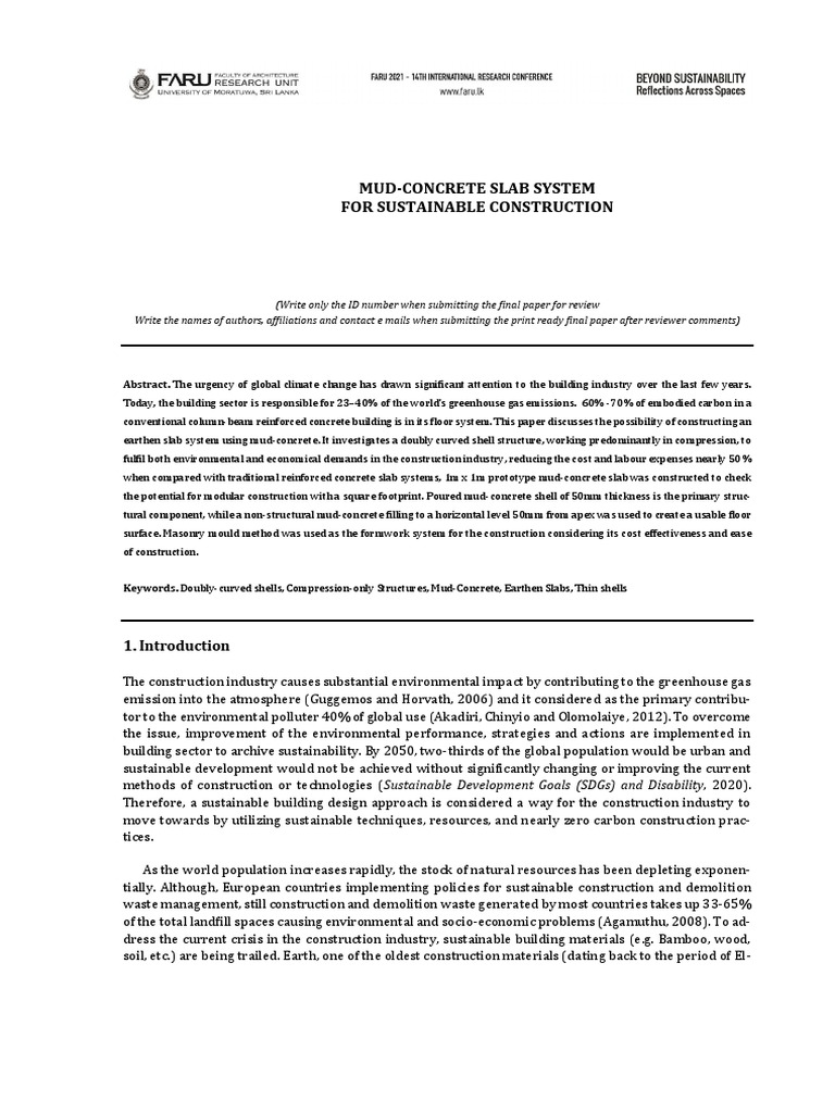 Mud-Concreting for Sustainable Slab Systems | PDF | Concrete | Stress ...
