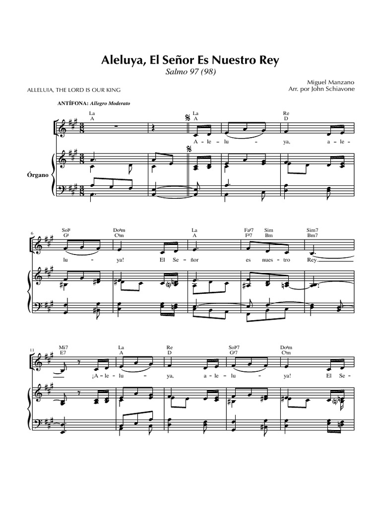 ALELUYA, EL SEÑOR ES NUESTRO REY | PDF | Himnos Cristianos | Palabras y ...