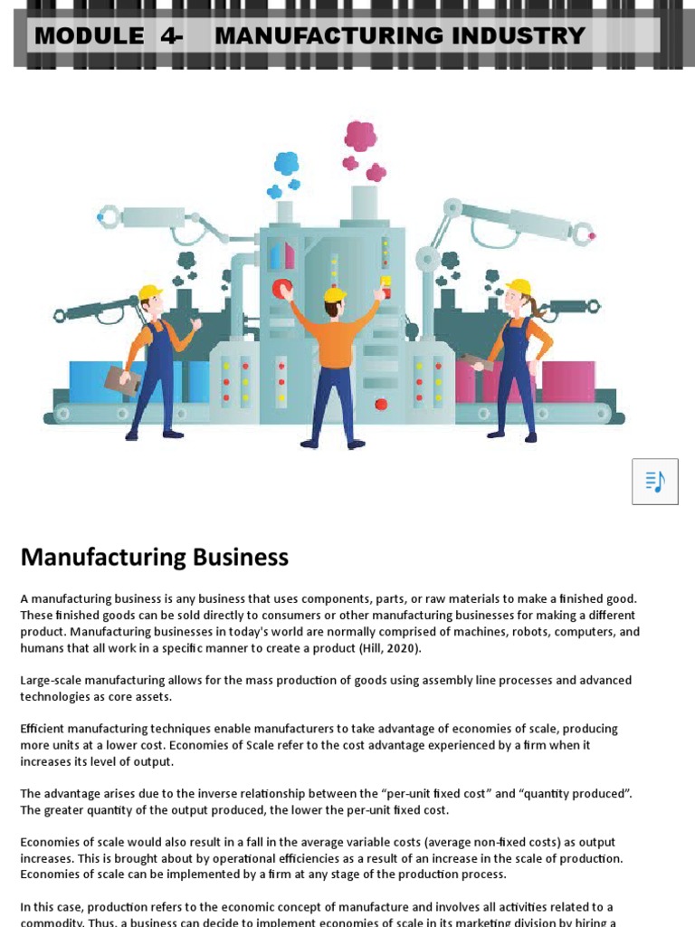 Economics - Chapter 4 Manufacturing | PDF | Economies Of Scale | Business