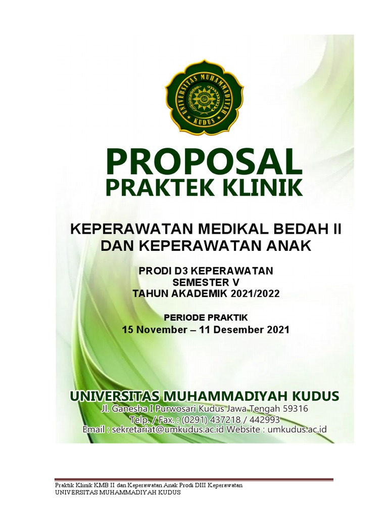 Proposal Praktek Klinik KMB II Dan Kep Anak D3 Keperawatan 2021 | PDF