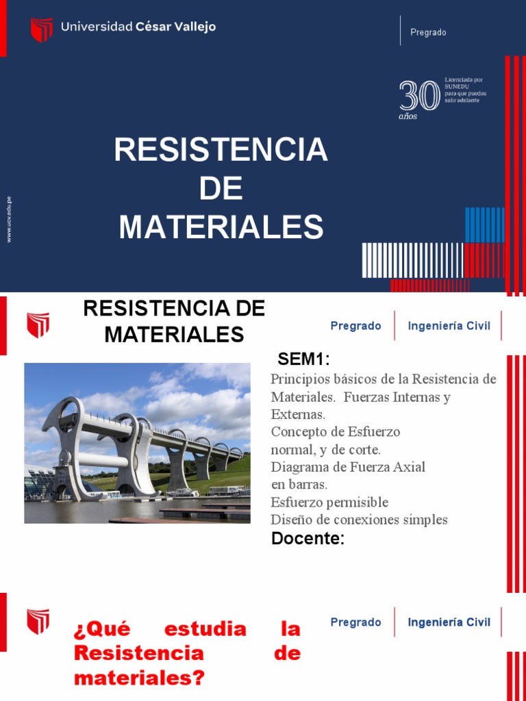 Sesión 1 - Resistencia de Materiales | PDF | Fuerza | Resistencia de ...