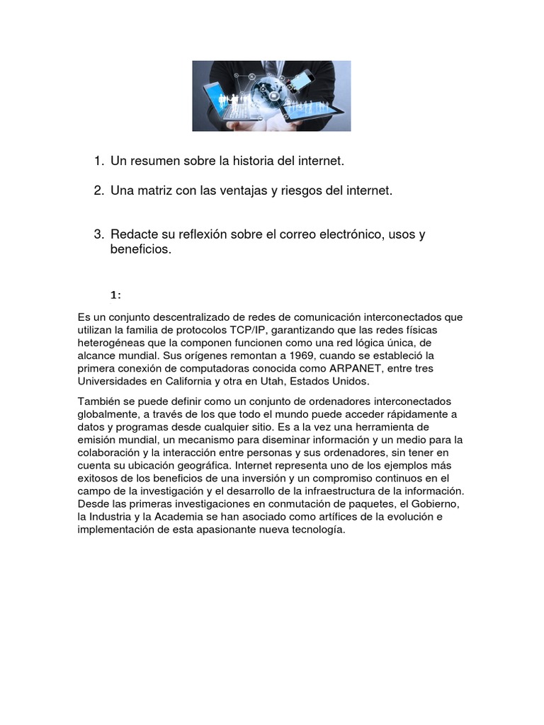 Un Resumen Sobre La Historia Del Internet | PDF | Internet | Red de ...