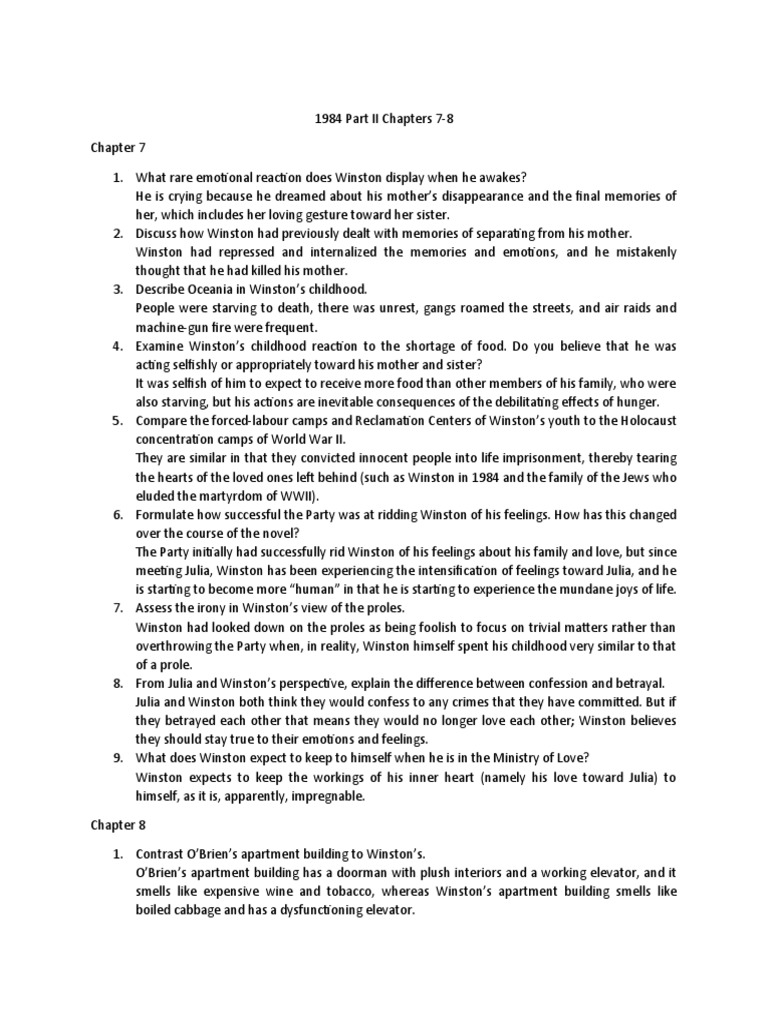 1984 Part II Chapters 7 8 | PDF