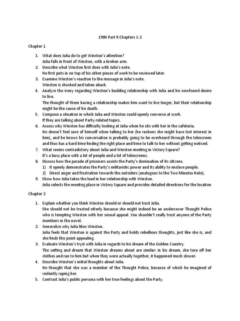 1984 Part II Chapters 1 2 | PDF | Politics | Self-Improvement