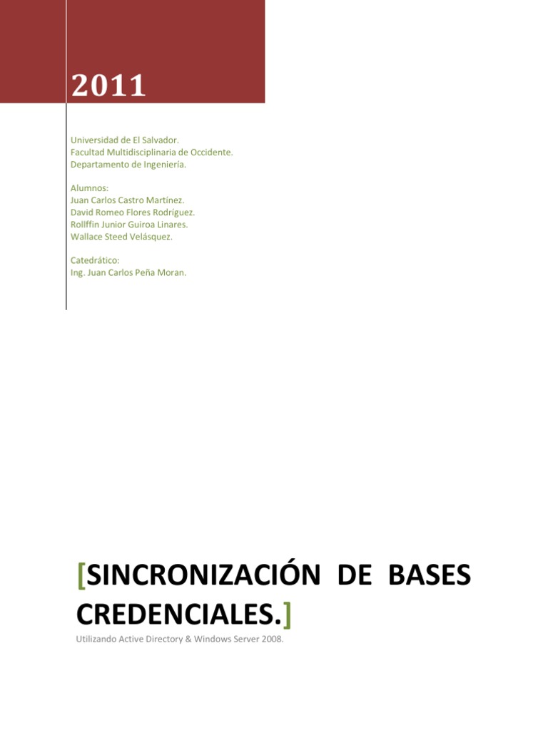 Sincronizacion de Bases Credenciales Con Windows Server y Active ...