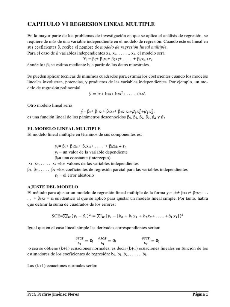 Cap 5 Estadistica Ii Regresion Lineal Multiple | PDF | Regresión lineal | Análisis de regresión