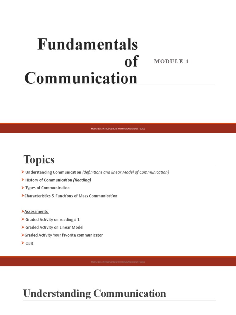 Module 1 Fundamentals Of Communication Pdf Communication Interpersonal Communication