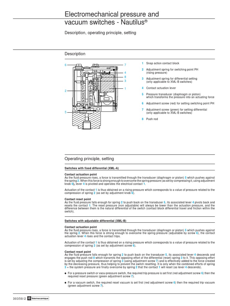 Electromechanical Pressure and Vacuum Switches - Nautilus: Description ...