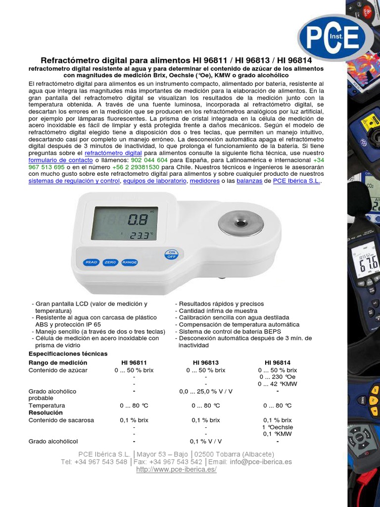 Ficha-Tecnica-Refractómetro 0-50 Brix | PDF | Medición | Metrología