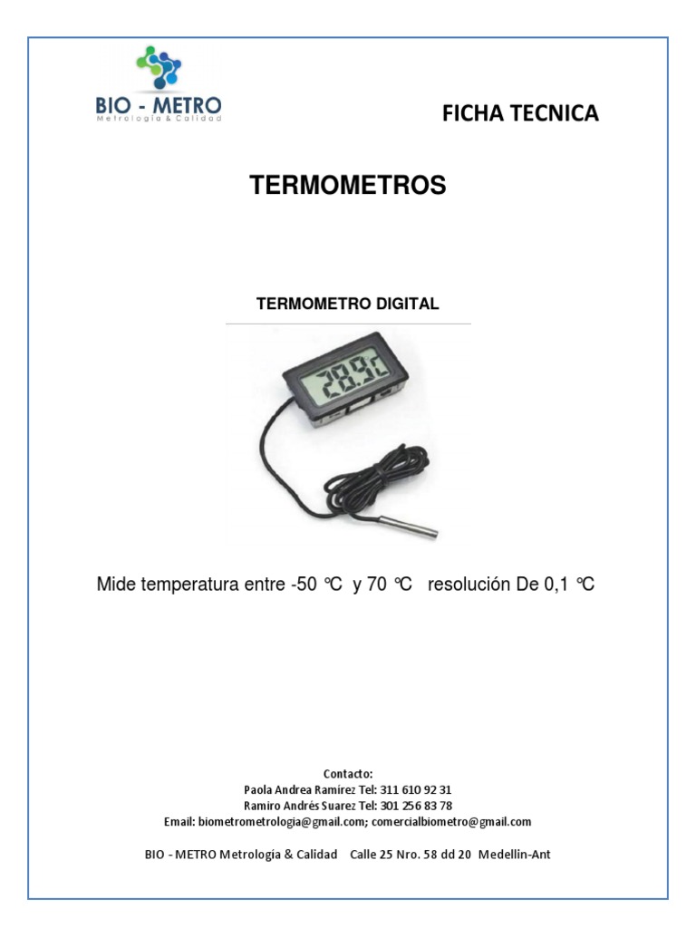 Ficha Tecnica Termometros | PDF
