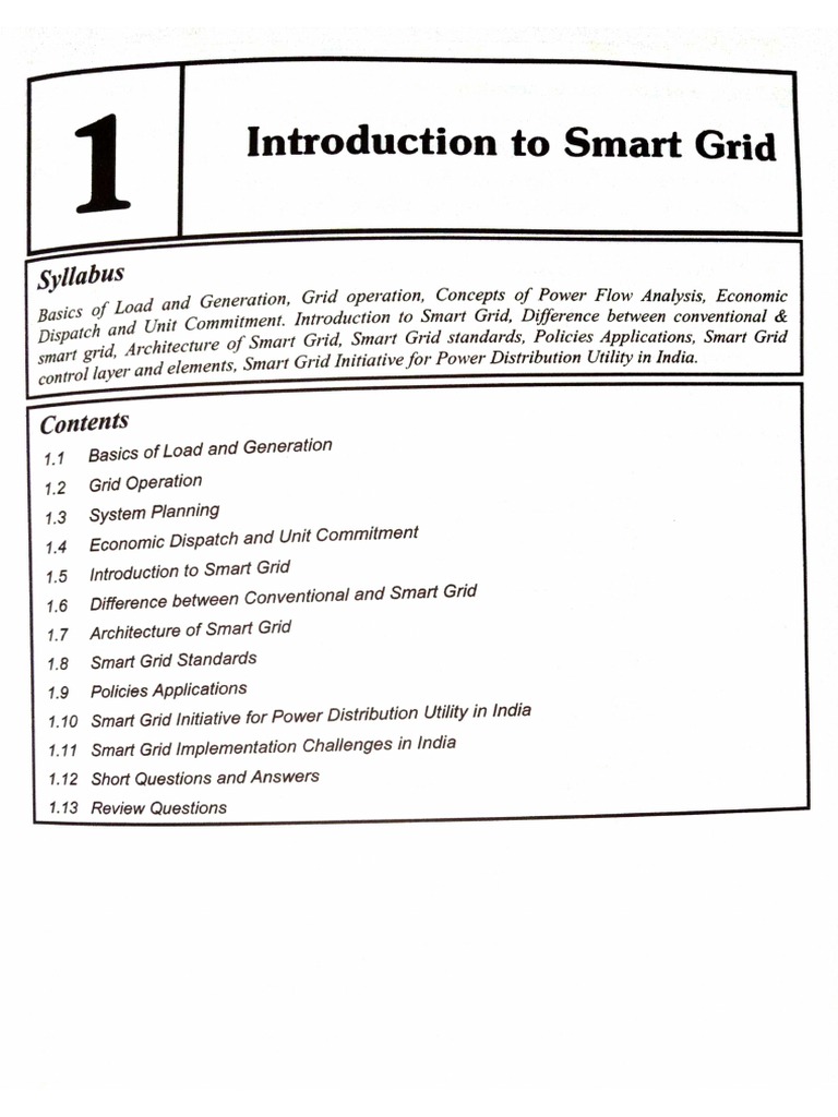 Unit 1 Introduction To Smart Grid | PDF