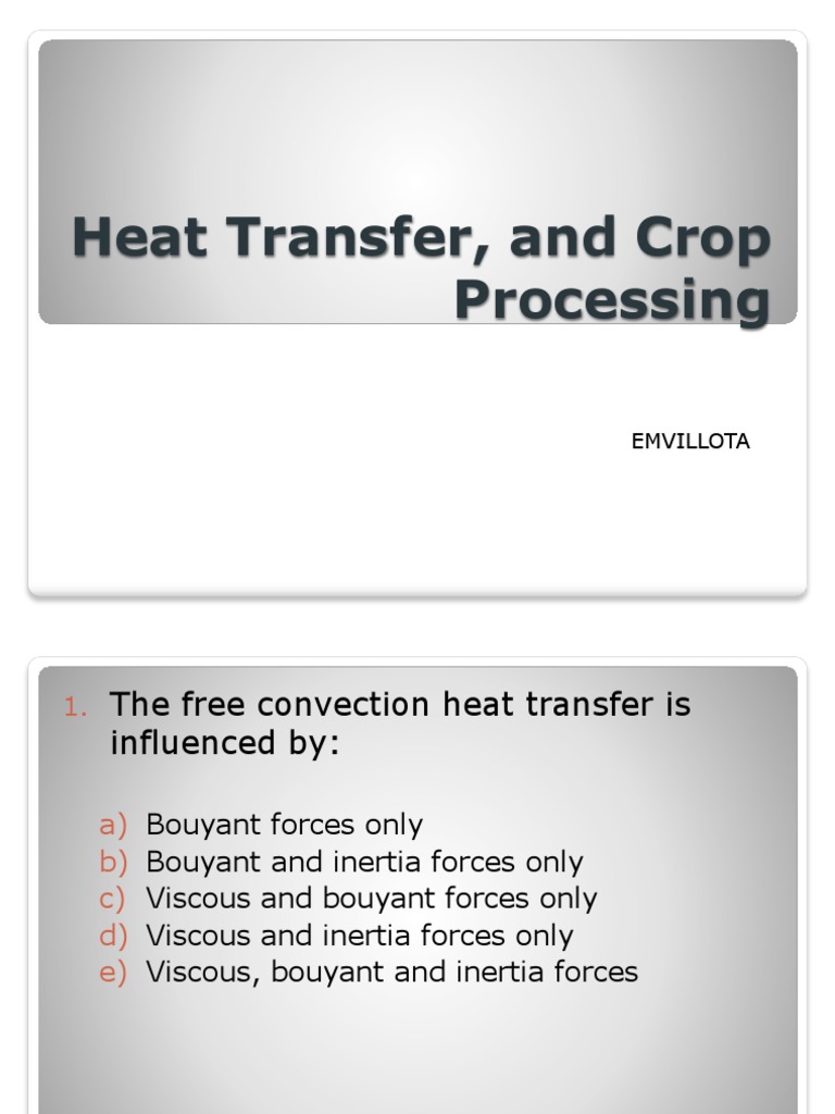 Questions - HEATTRANSFER - PROCESSING (2022) | PDF | Humidity | Heat Transfer