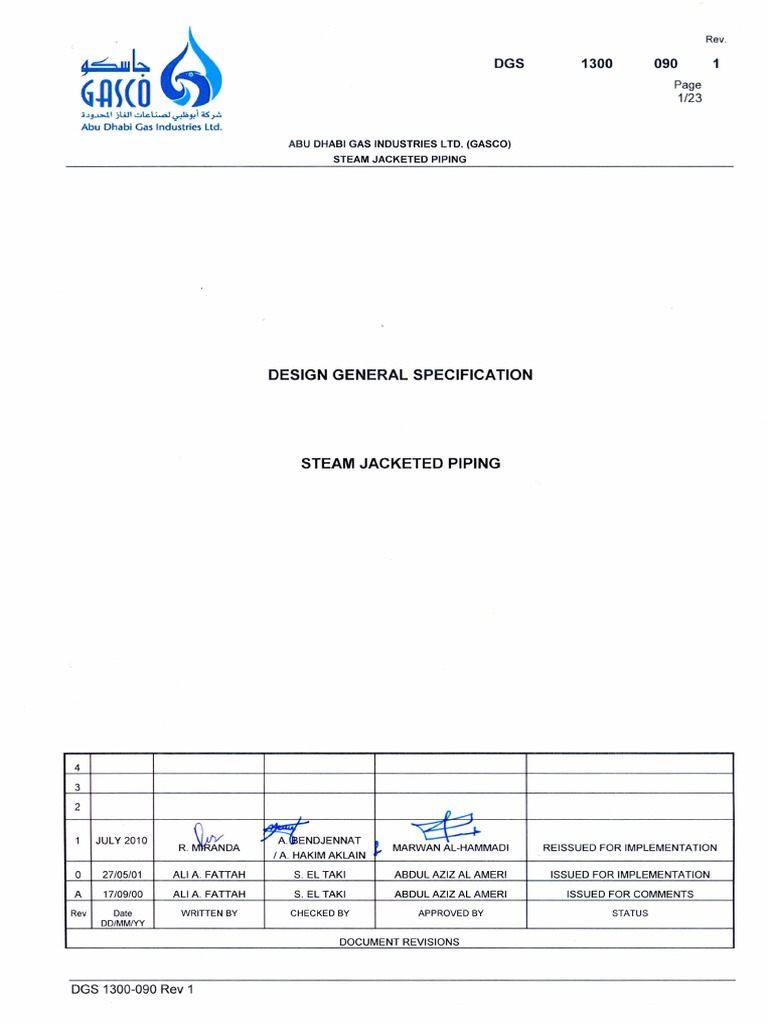 DGS - 1300-090 - Rev - 1 Steam Jacketed Piping | PDF | Pipe (Fluid ...