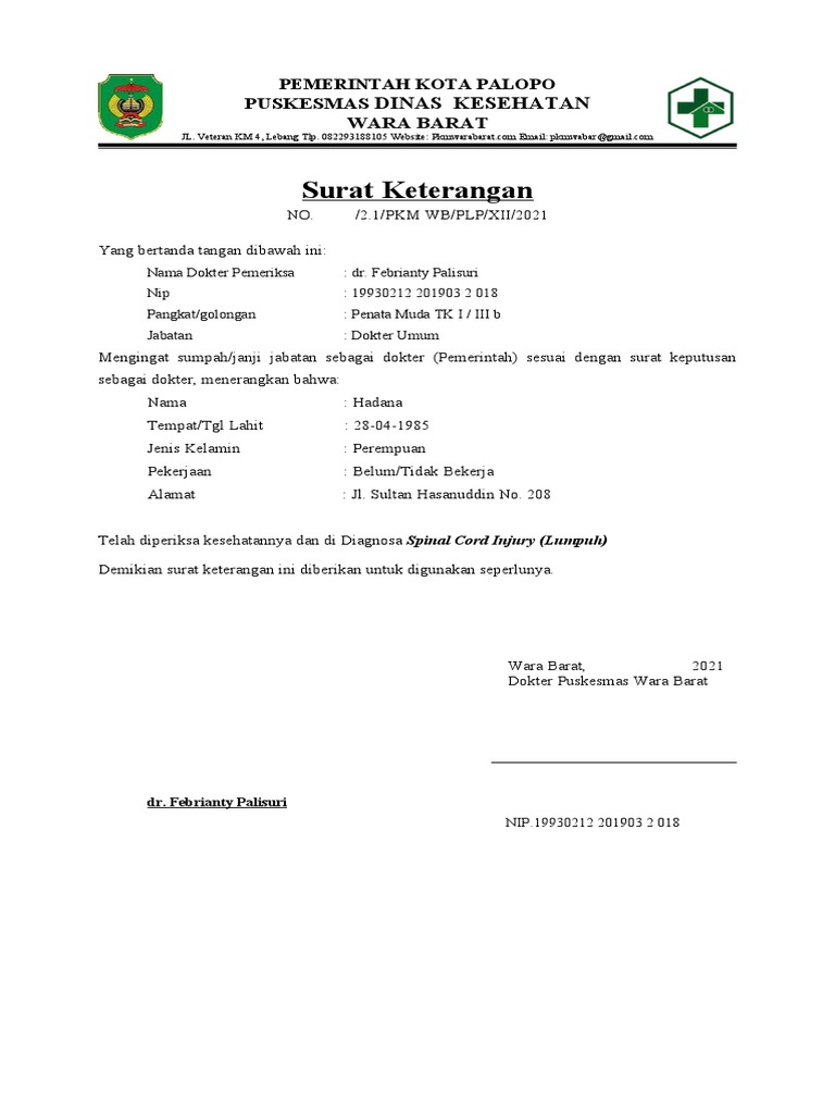 Surat Keterangan Sehat | PDF