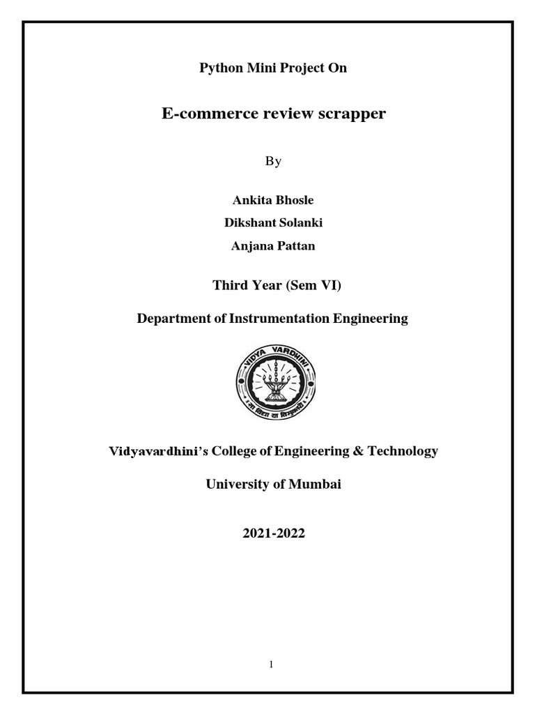 E-Commerce Review Scrapper: Python Mini Project On | PDF | World Wide ...