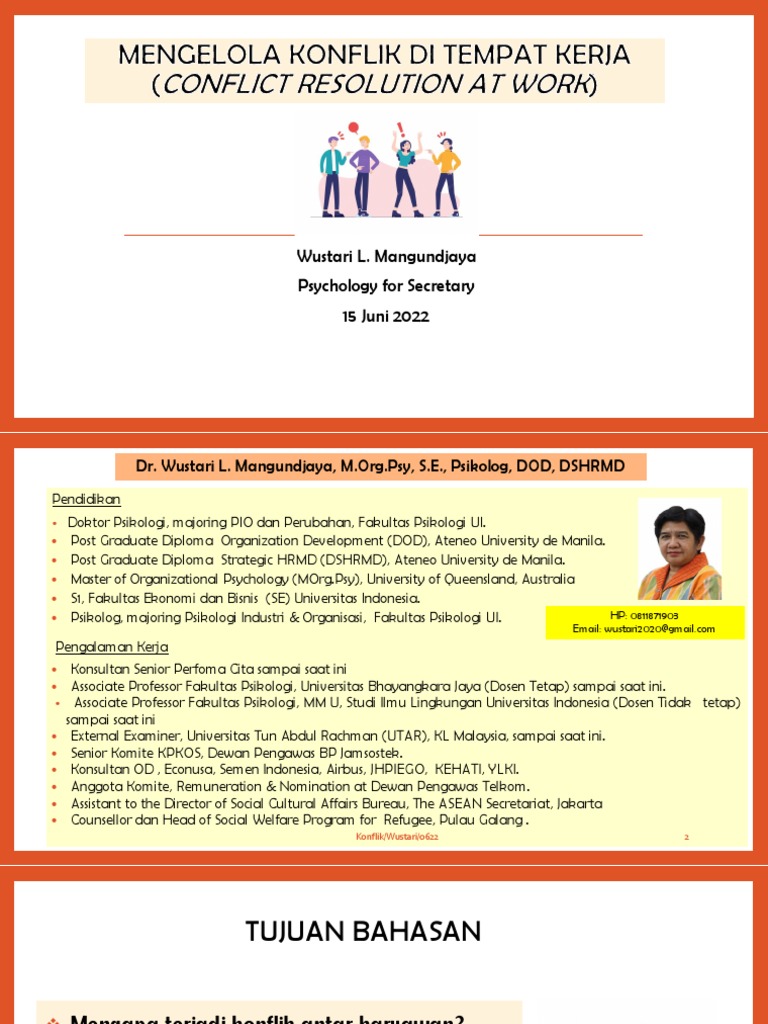 Materi Mengelola Konflik Di Tempat Kerja (Conflict Resolution at Work ...