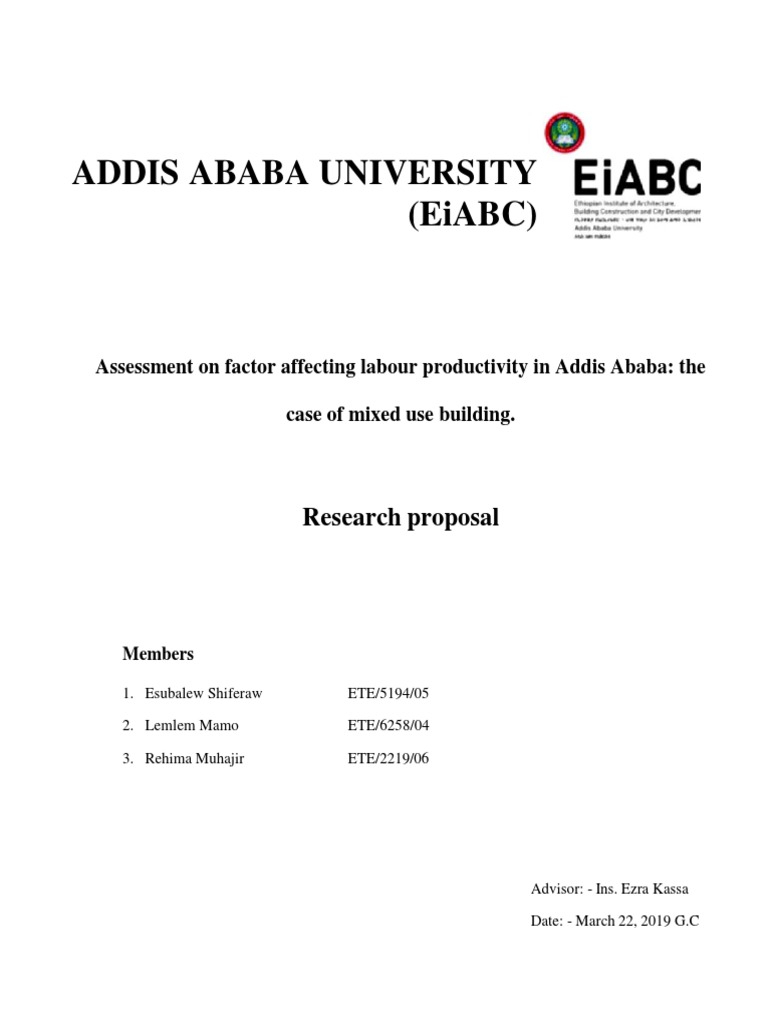 Addis Ababa University (Eiabc) : Research Proposal | Download Free PDF ...