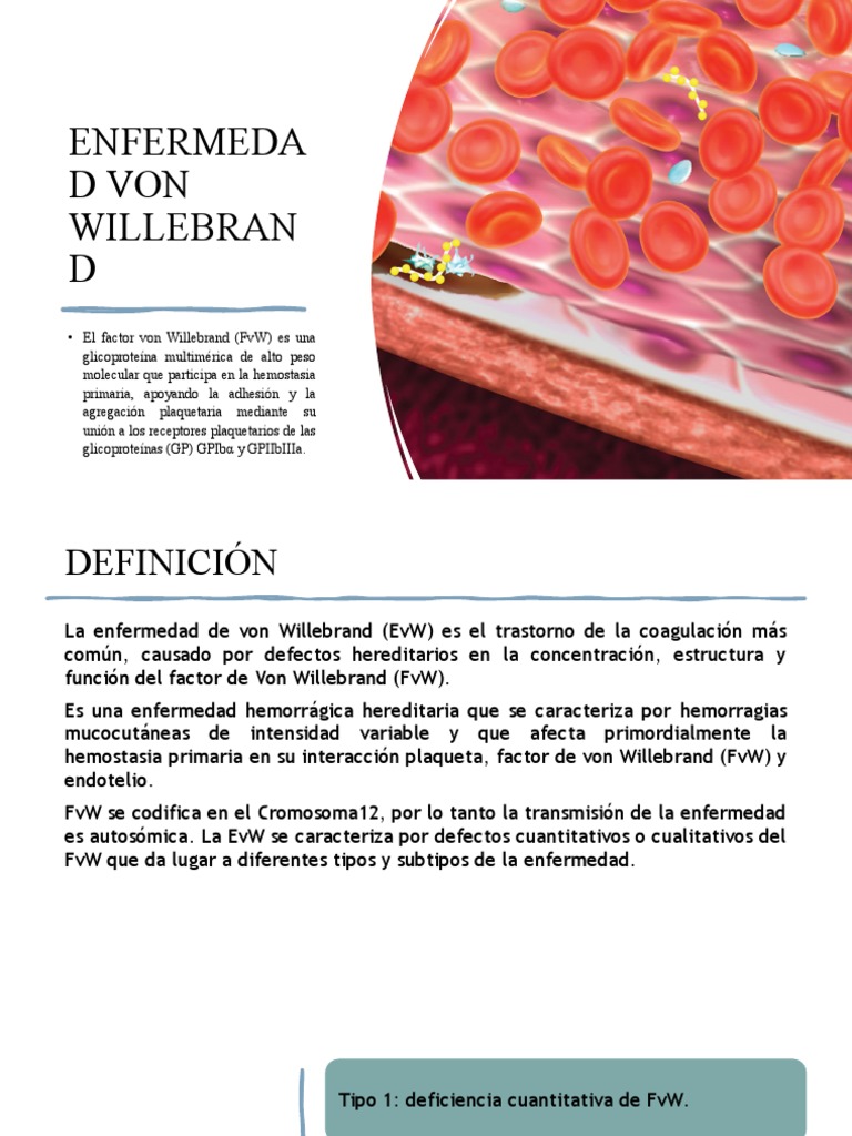 Enfermedad Von Willebrand Diapo | PDF | Medicina CLINICA | Especialidades Medicas