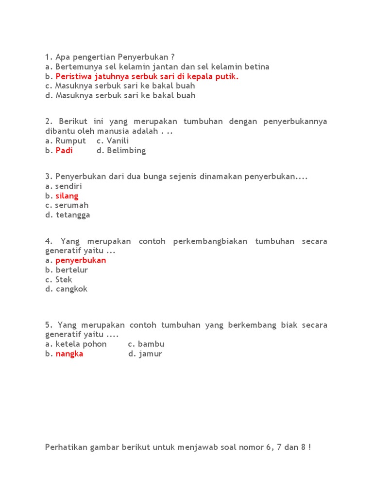 Soal Penyerbukan Bunga | PDF