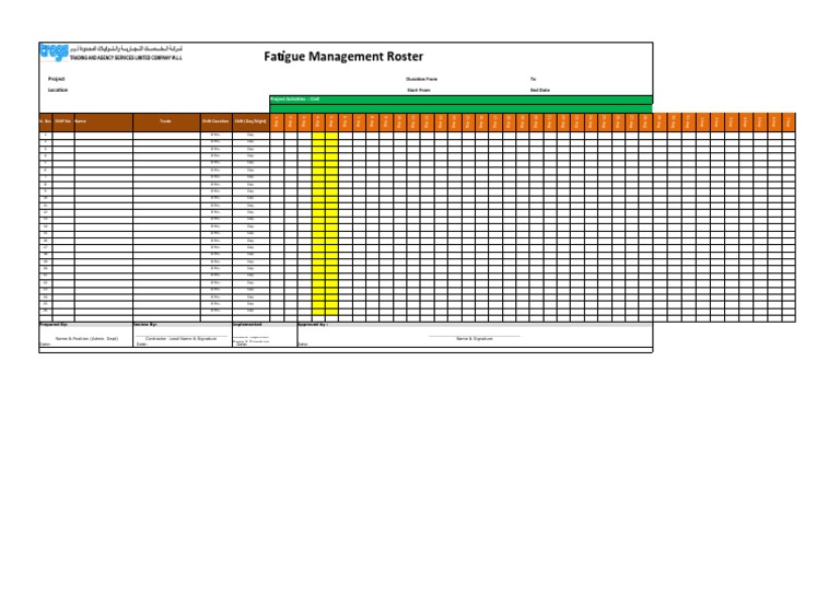 Fatigue Management Roster - Project | PDF