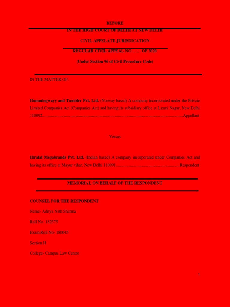 AdityaNathSharma 182375 1 .PDF. Respondent | PDF | Trademark | Public Law