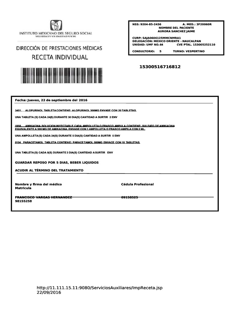 Edoc - Tips - Receta Imss Editable | PDF