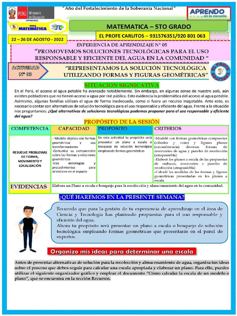 Experiencia de Aprendizaje #05 - Actividad #03 - 5to Grado - Matematica - 00001 | PDF
