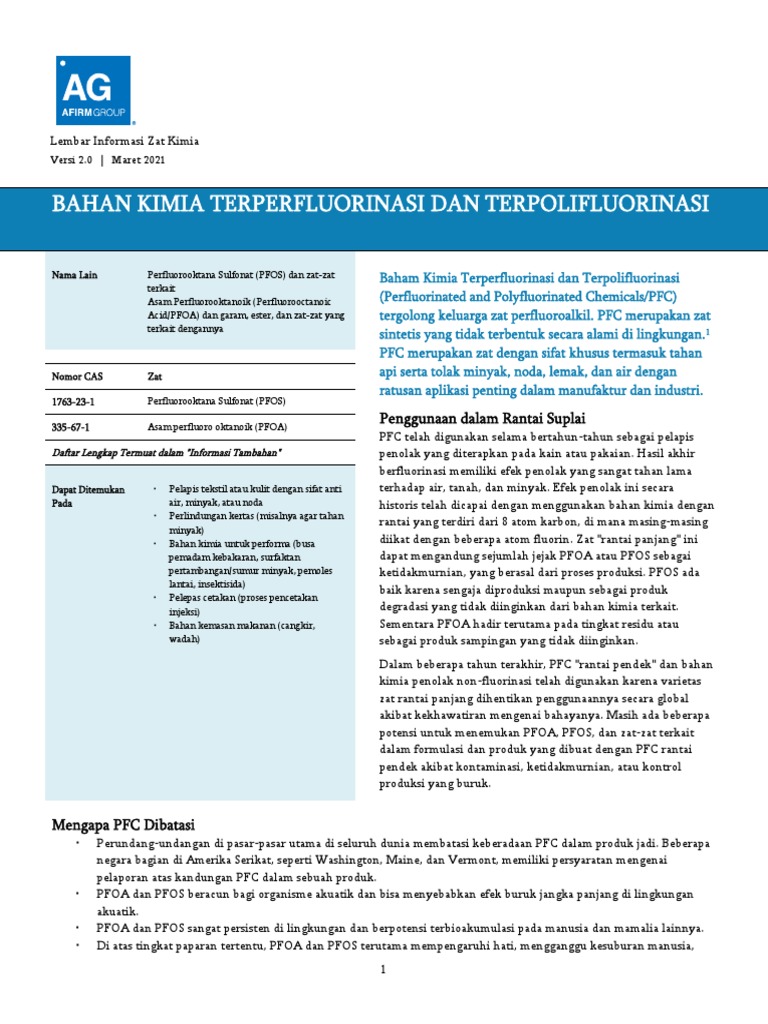 Afirm Group - Bahan Kimia Terperflourinasi Dan Terpolifluorinasi | PDF