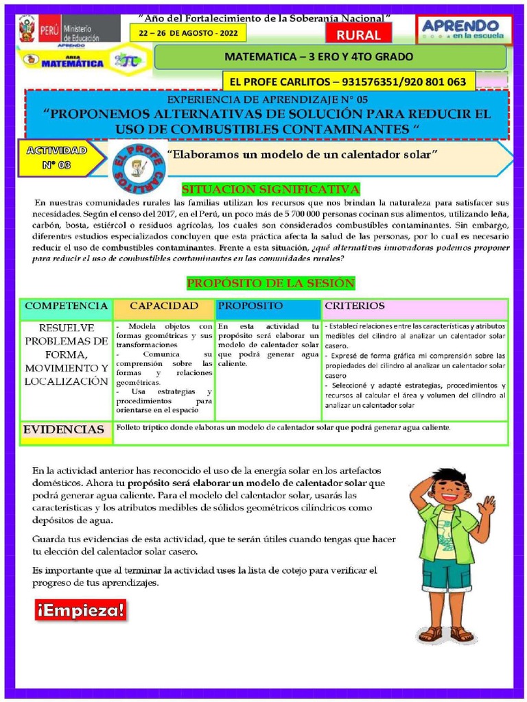 Experiencia de Aprendizaje #05 - Actividad #03 - 3ero y 4to - Matematica-Rural - 00001 | PDF
