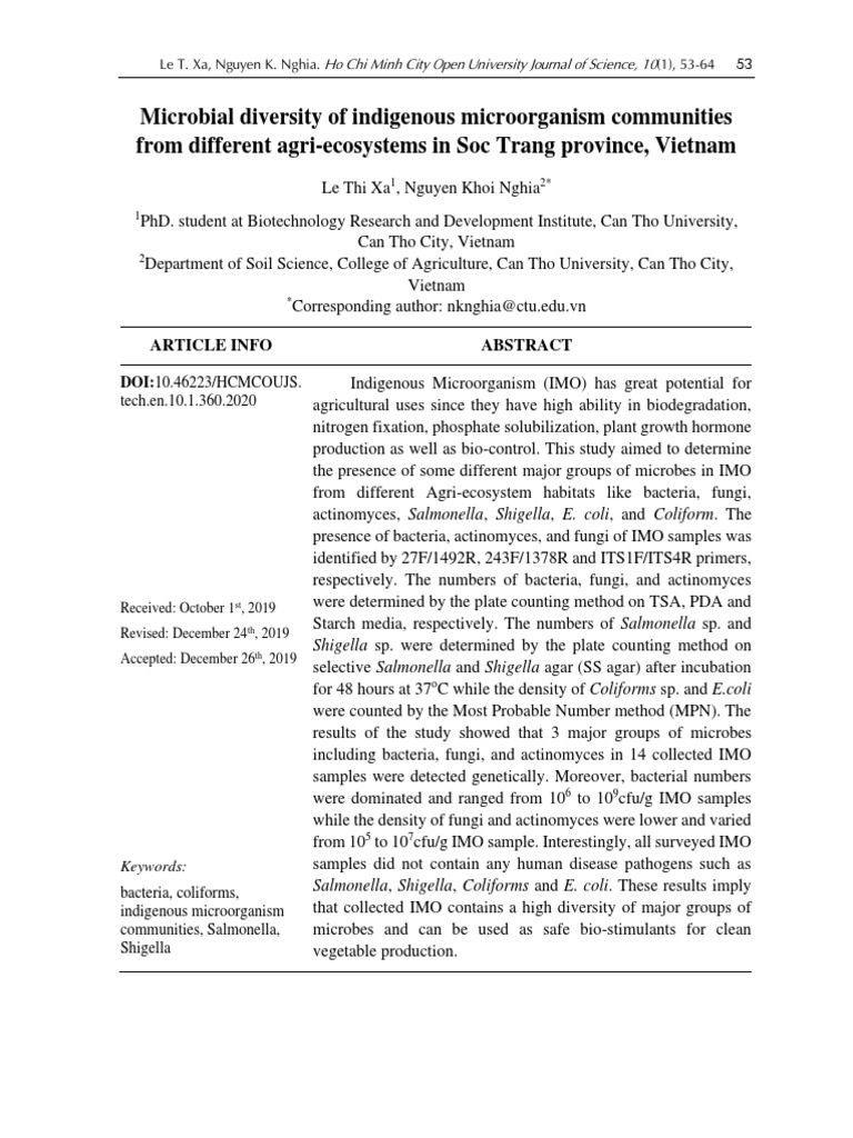 Microbial Communities in Indigenous Microorganisms (IMO) | PDF ...