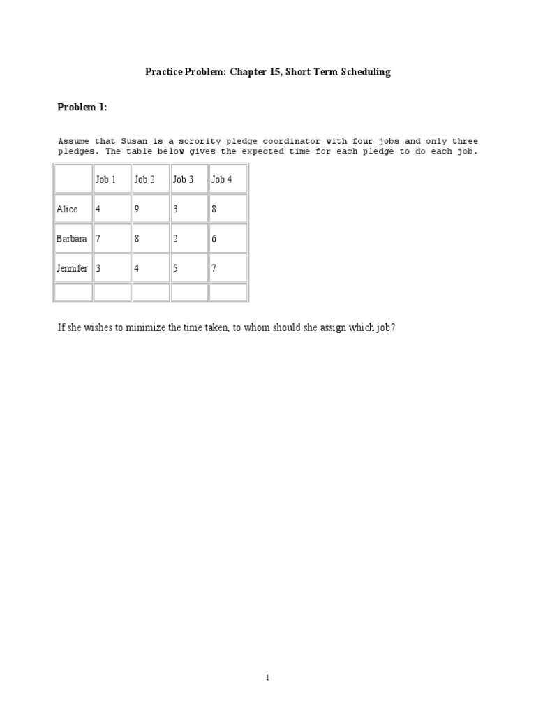 Practice Problem: Chapter 15, Short Term Scheduling Problem 1 | PDF | Computing | Applied ...