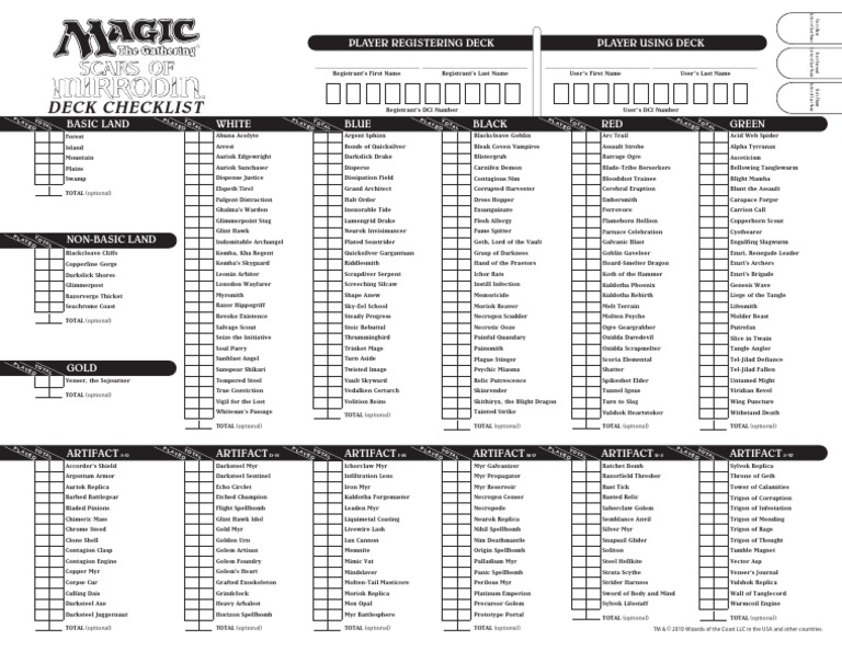 Deck Checklist Deck Checklist: Player Registering Deck Player Using ...