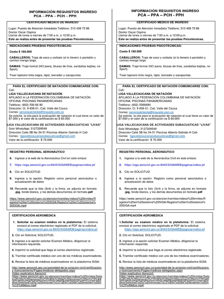Informaciã - N Requisitos Ingreso Pilotos | PDF