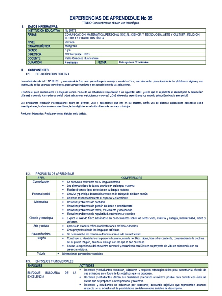 Experiencias de Aprendizaje n5 | PDF | División (Matemáticas) | Biodiversidad