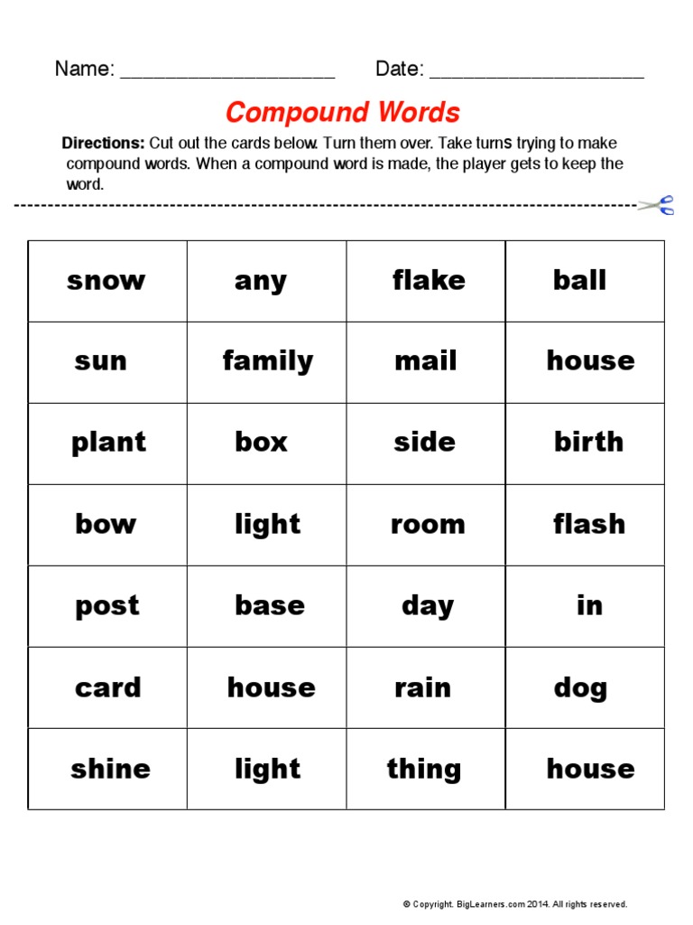 Compound Words: Snow Any Flake Ball | PDF | Home & Garden
