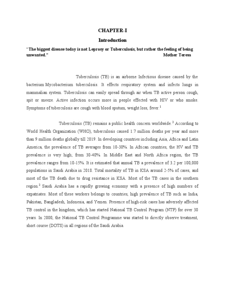 Shibani Chapter I | PDF | Tuberculosis | Medicine