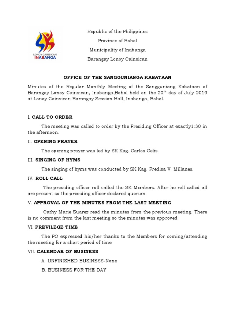 Minutes SK Meeting | PDF