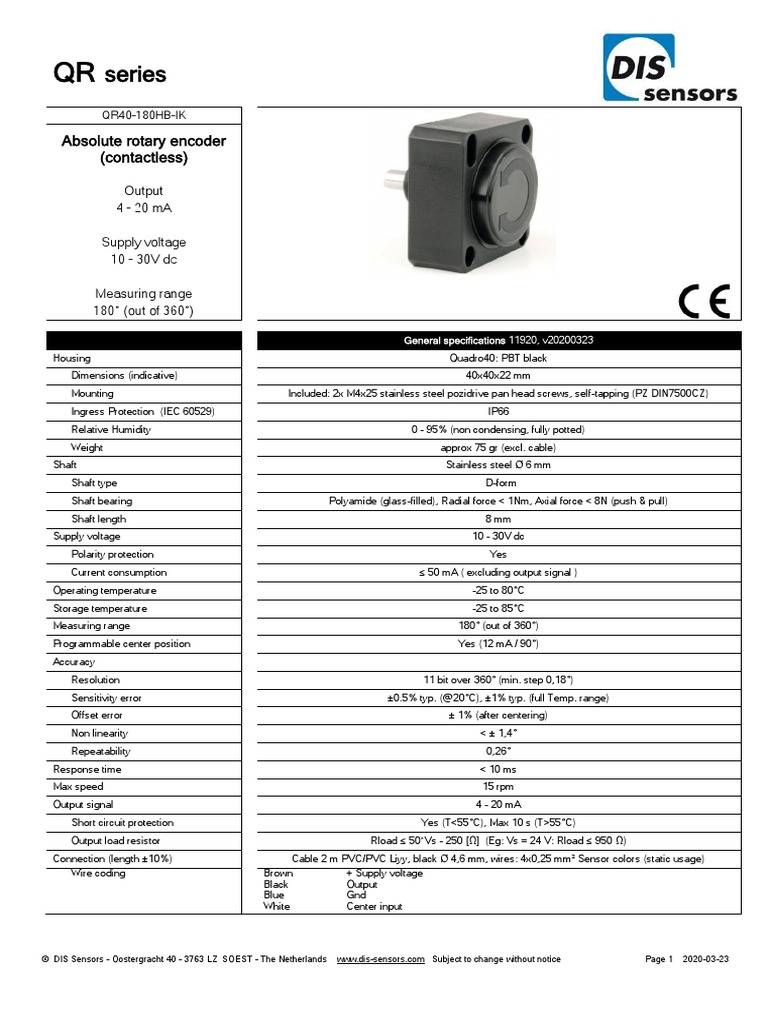Series: Absolute Rotary Encoder (Contactless) | PDF | Sensor | Resistor