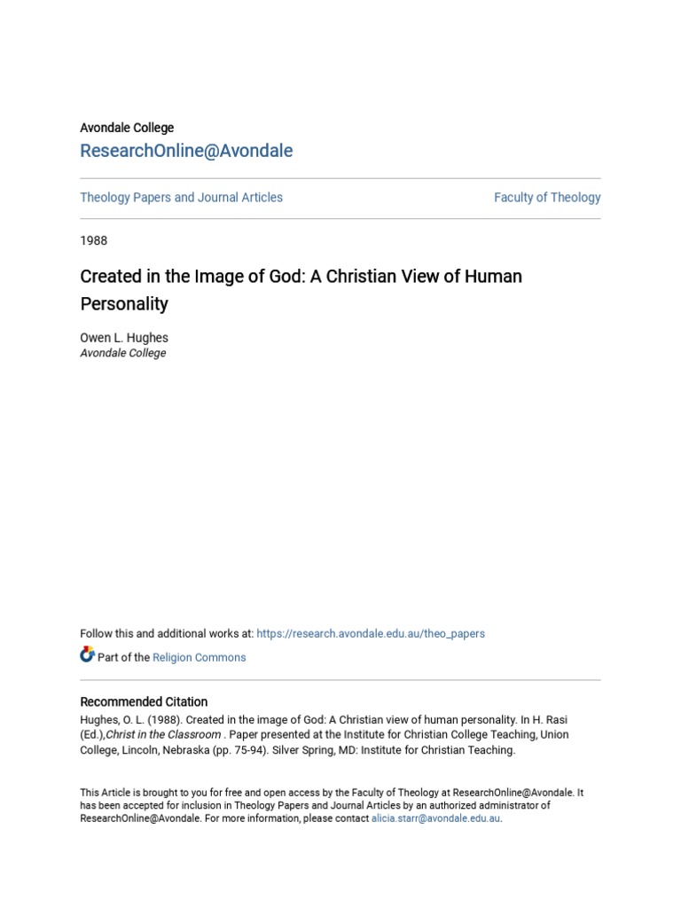 Christian View of Human Personality as Created in God's Image | PDF ...