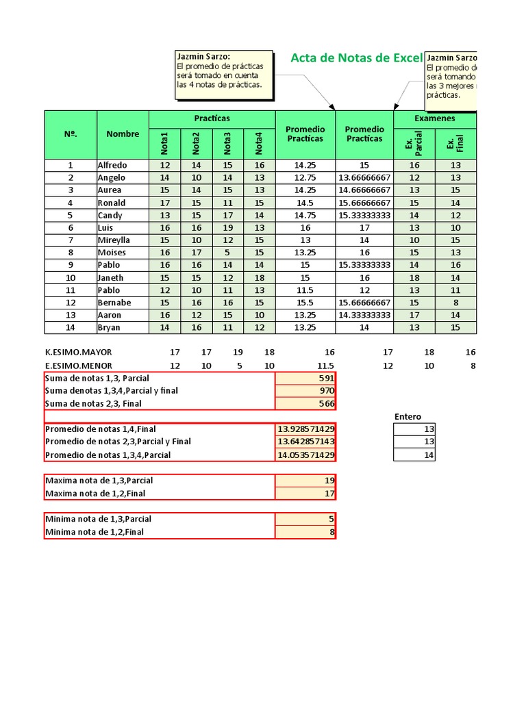 Ejem 02 Acta de Notas | PDF | Teoría de la matriz