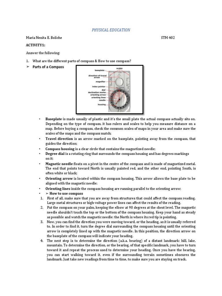 Parts of A Compass: Physical Education | PDF | Compass | Astronomy