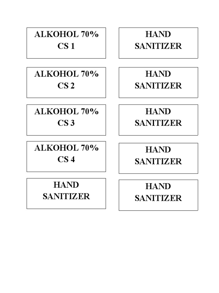 70% Alcohol Hand Sanitizer Options | PDF