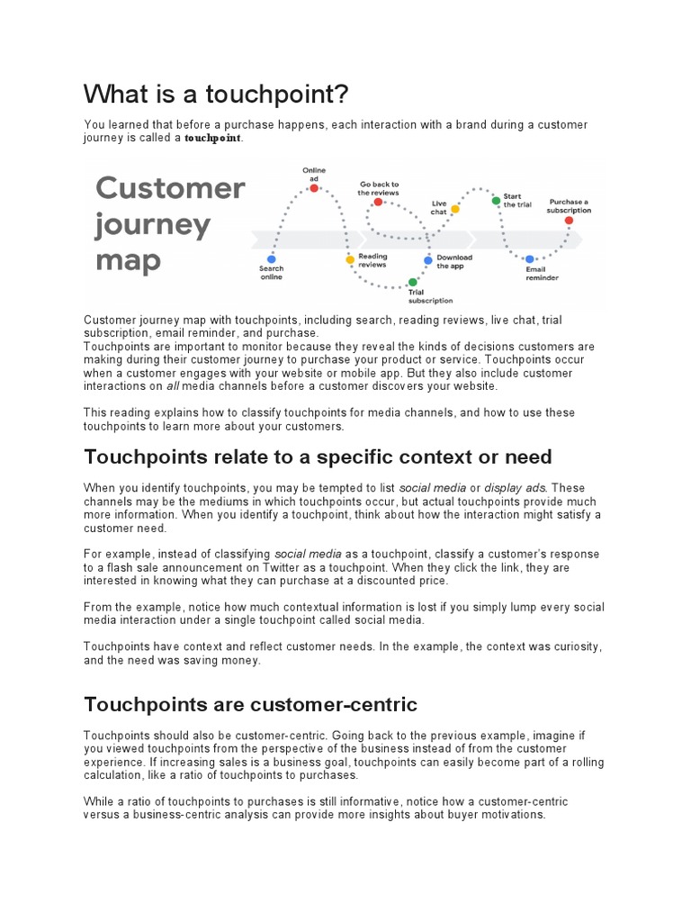 What Is A Touchpoint?: Touchpoints Relate To A Specific Context or Need ...