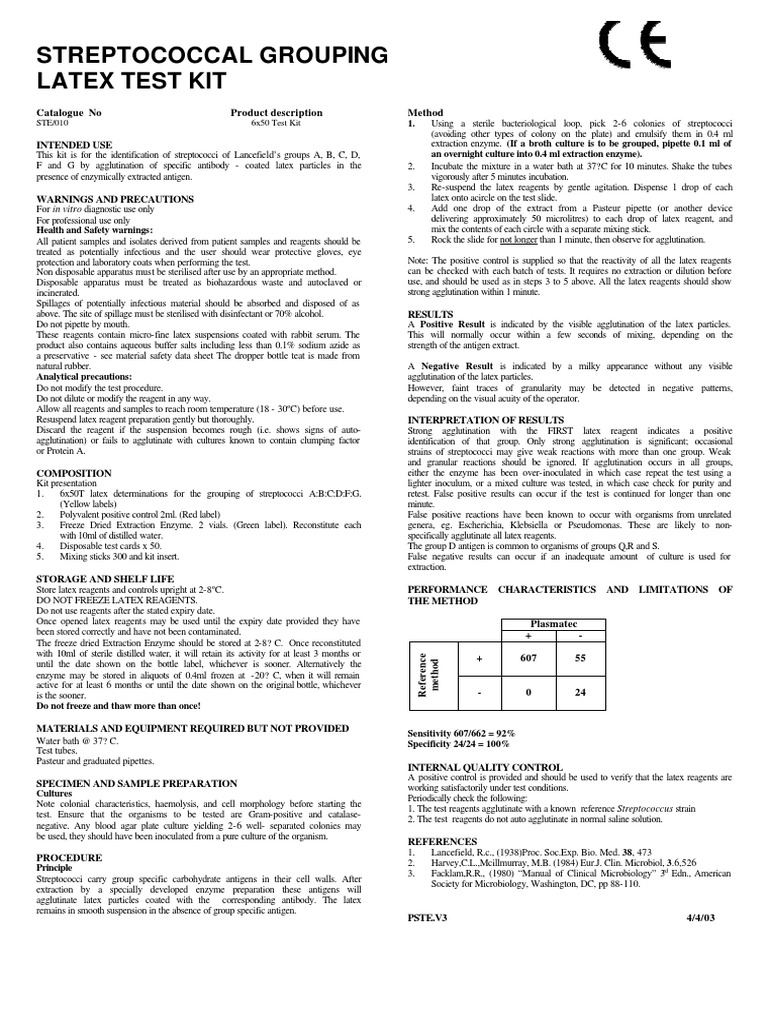 Streptococcal Grouping Latex | PDF | Sterilization (Microbiology ...
