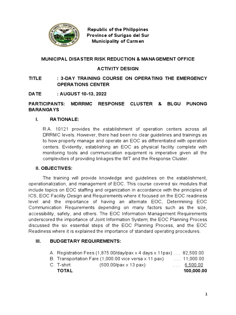 Activity Design For Eoc | Download Free PDF | Business