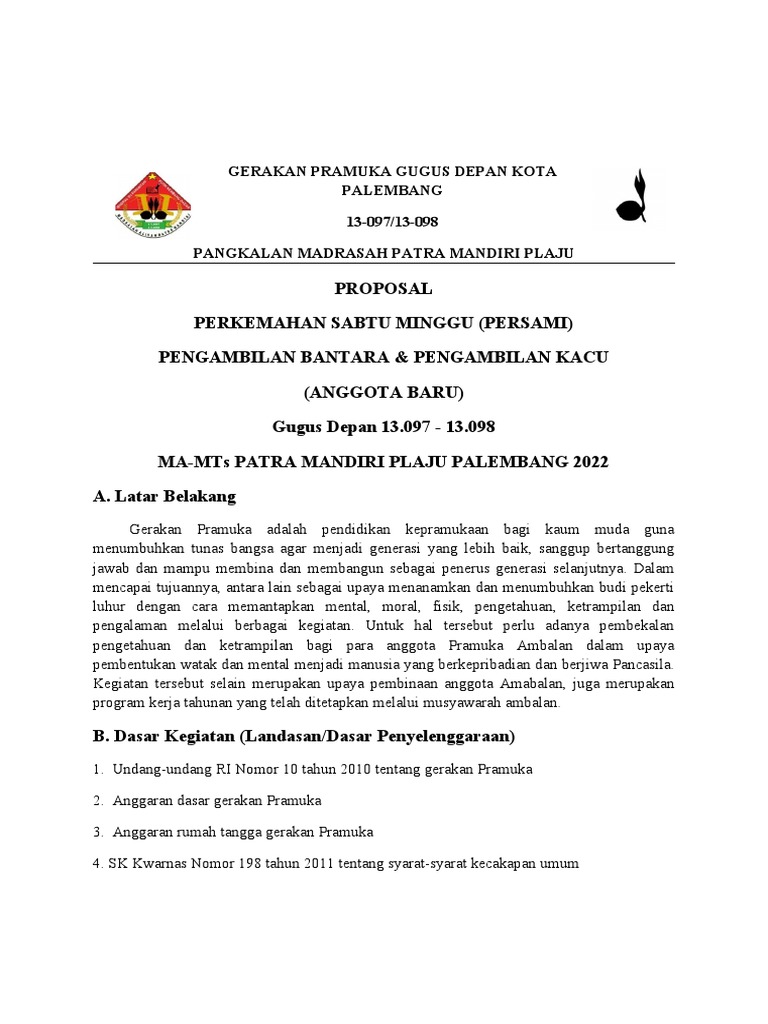 Gerakan Pramuka Gugus Depan Kota Palembang 2022 | PDF