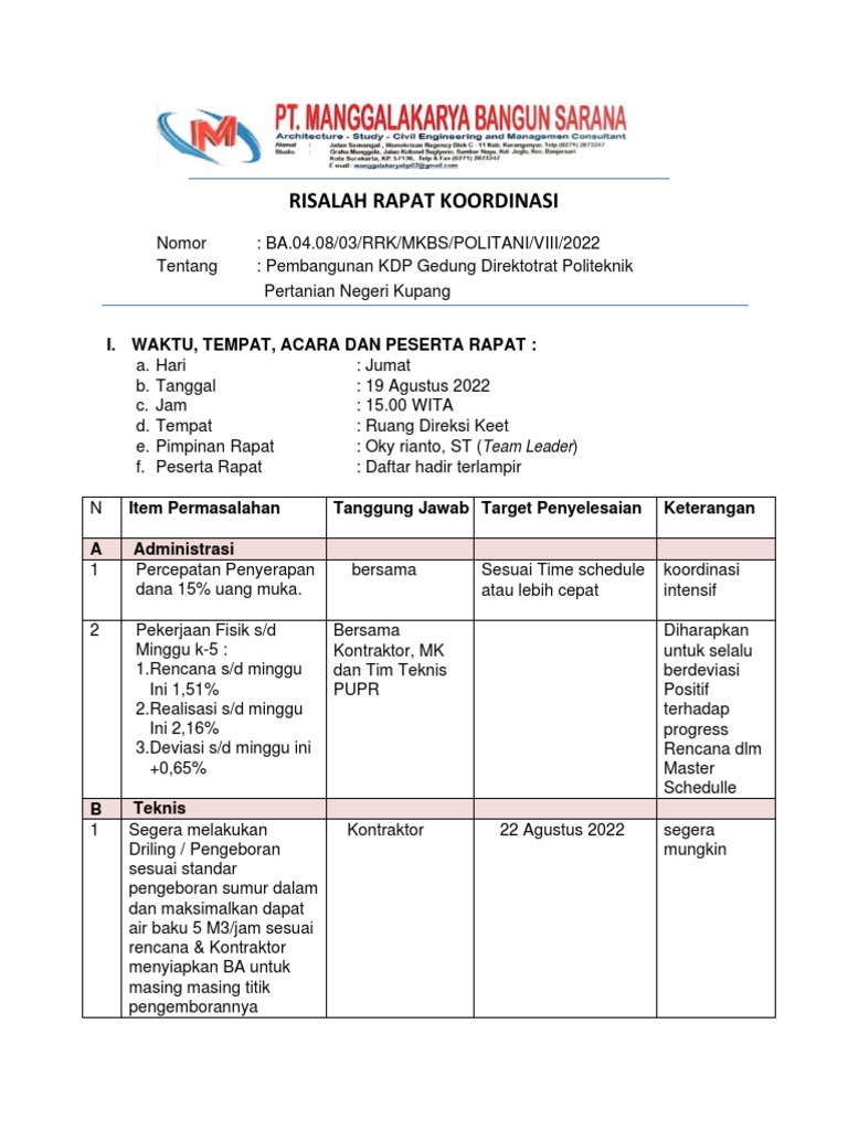Risalah Rapat Koordinasi 19 Agustus 2022-6 | PDF